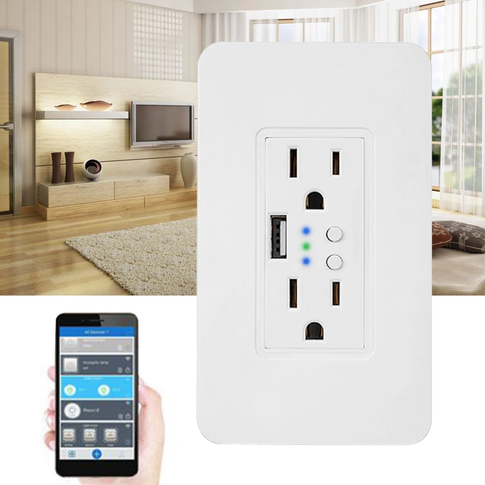 Smart Socket US Plug WIFI General Wall Outlet 16A Home with USB ...