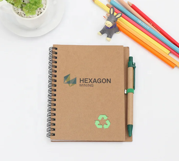 Promotional Eco Friendly Recycled Kraft Spiral A5 Notebook With Eco ...