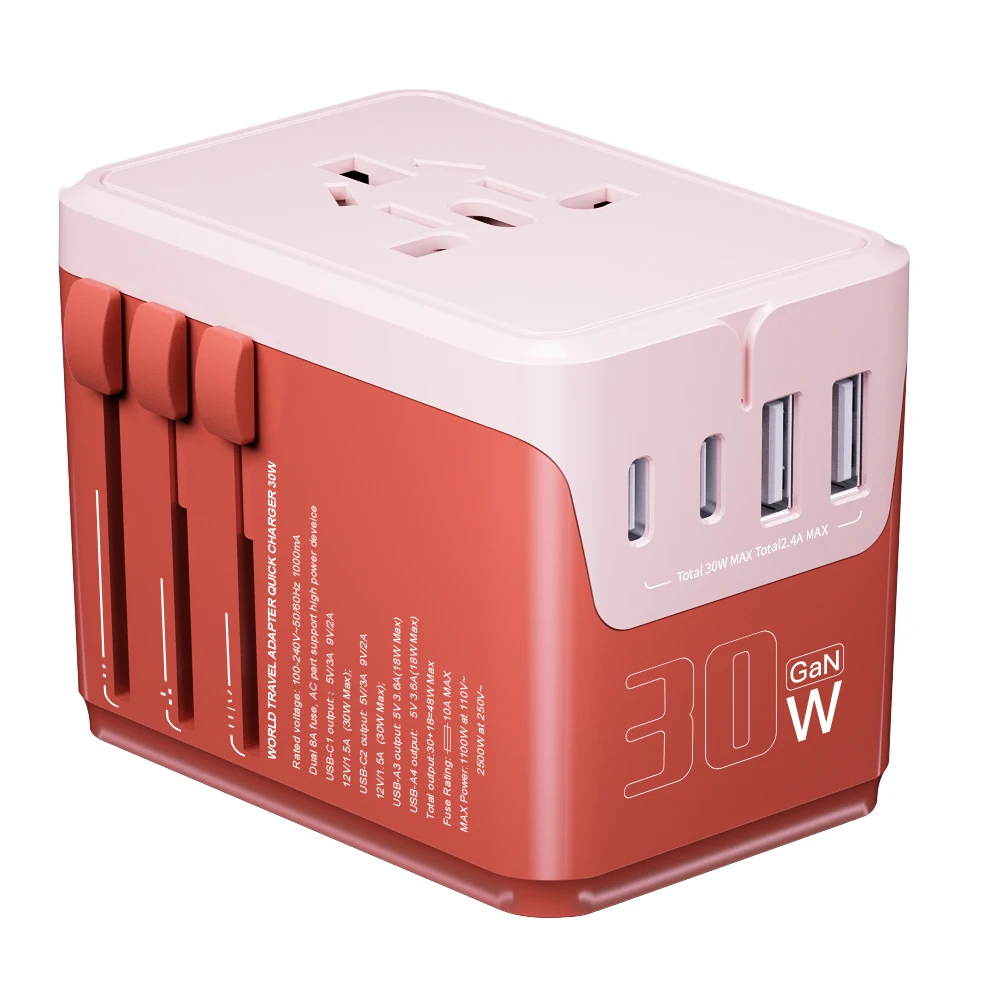 European Pd30w Travel Plug Adapter Worldwide Travel Adapter 2 Usb Ports ...