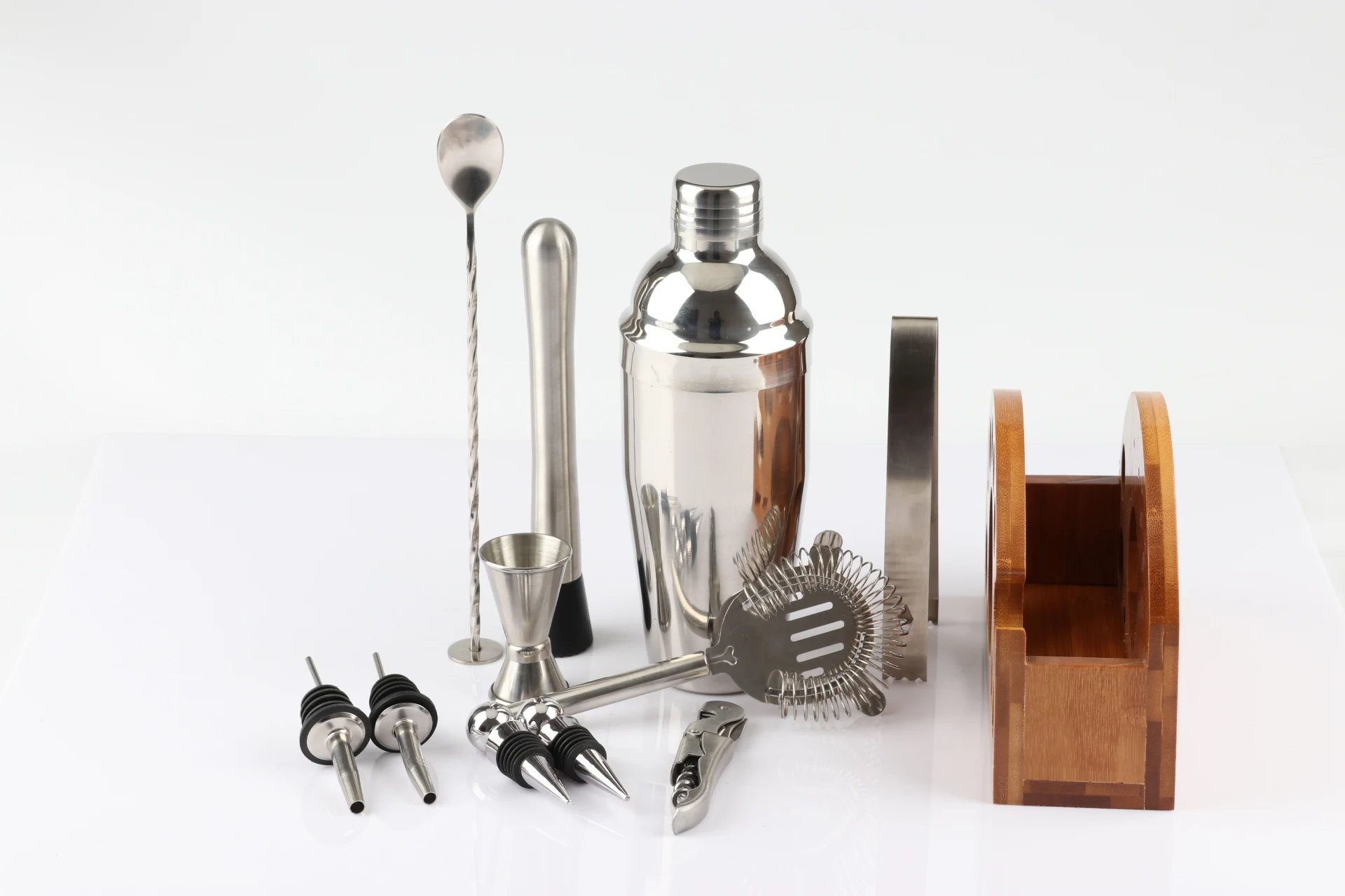 Premium Cocktail Shaker Bar Tools Set - Brushed Stainless Steel