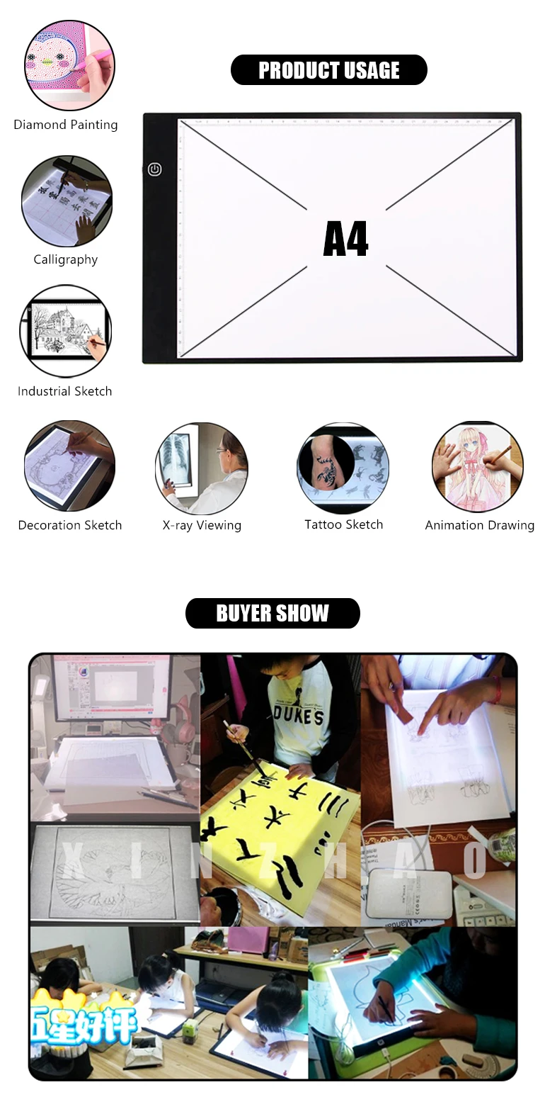 A0 A1 A2 A3 A4 Led Writing Drawing Tablet Tracing Pad Oem/odm Acrylic ...