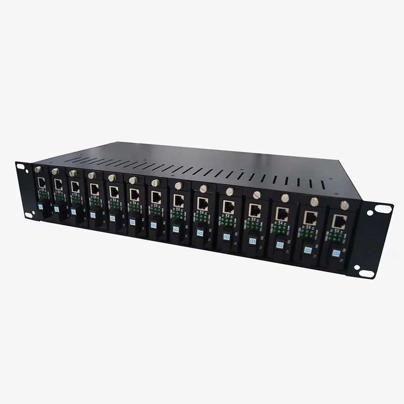 Standard 2U 14 Slots Rackmount 19 inch Metal Case Fiber media Converter ...