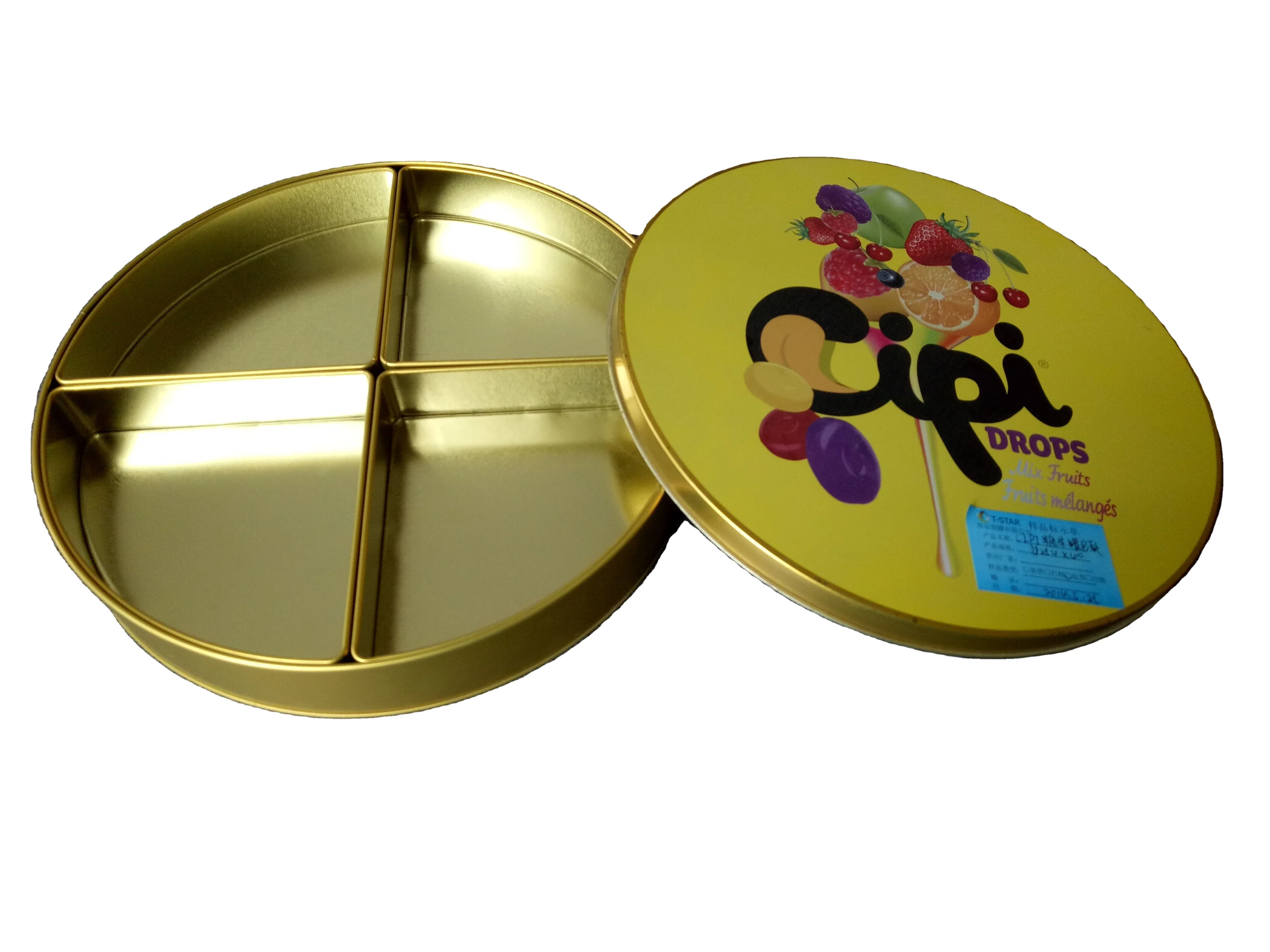 Round Shape Food Storage Tin Box With Dividers Factory - Buy Food Grade ...