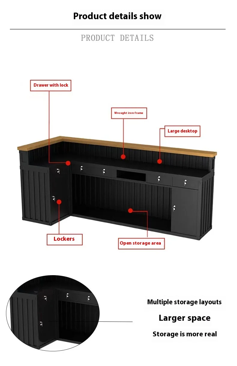 Retro Industrial Style Metal Reception Counter for Mall Cashier ...