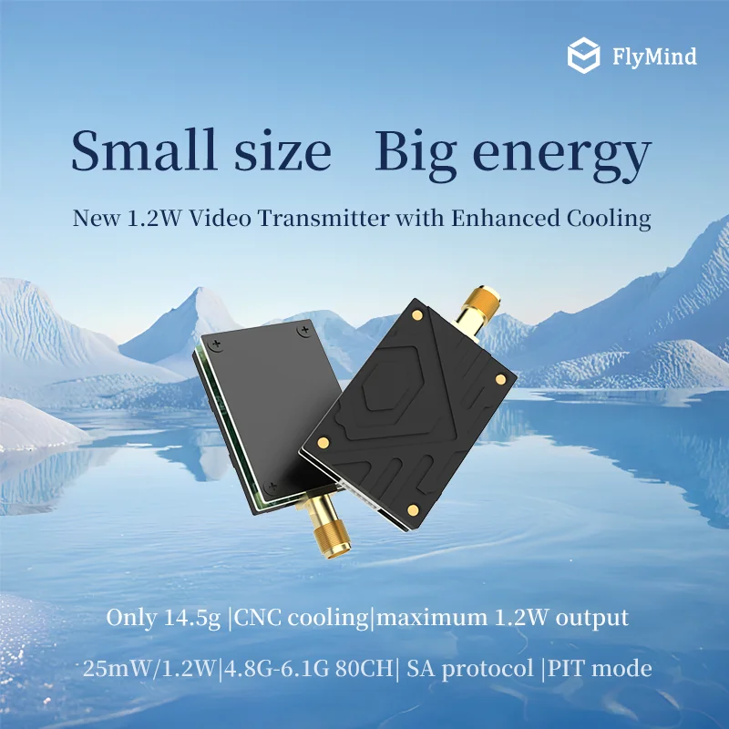 Flymind 5.8GHz 1.2W FPV VTX Video Transmitter 80CH Adjustable 1200mw Power Long Range Signal ...