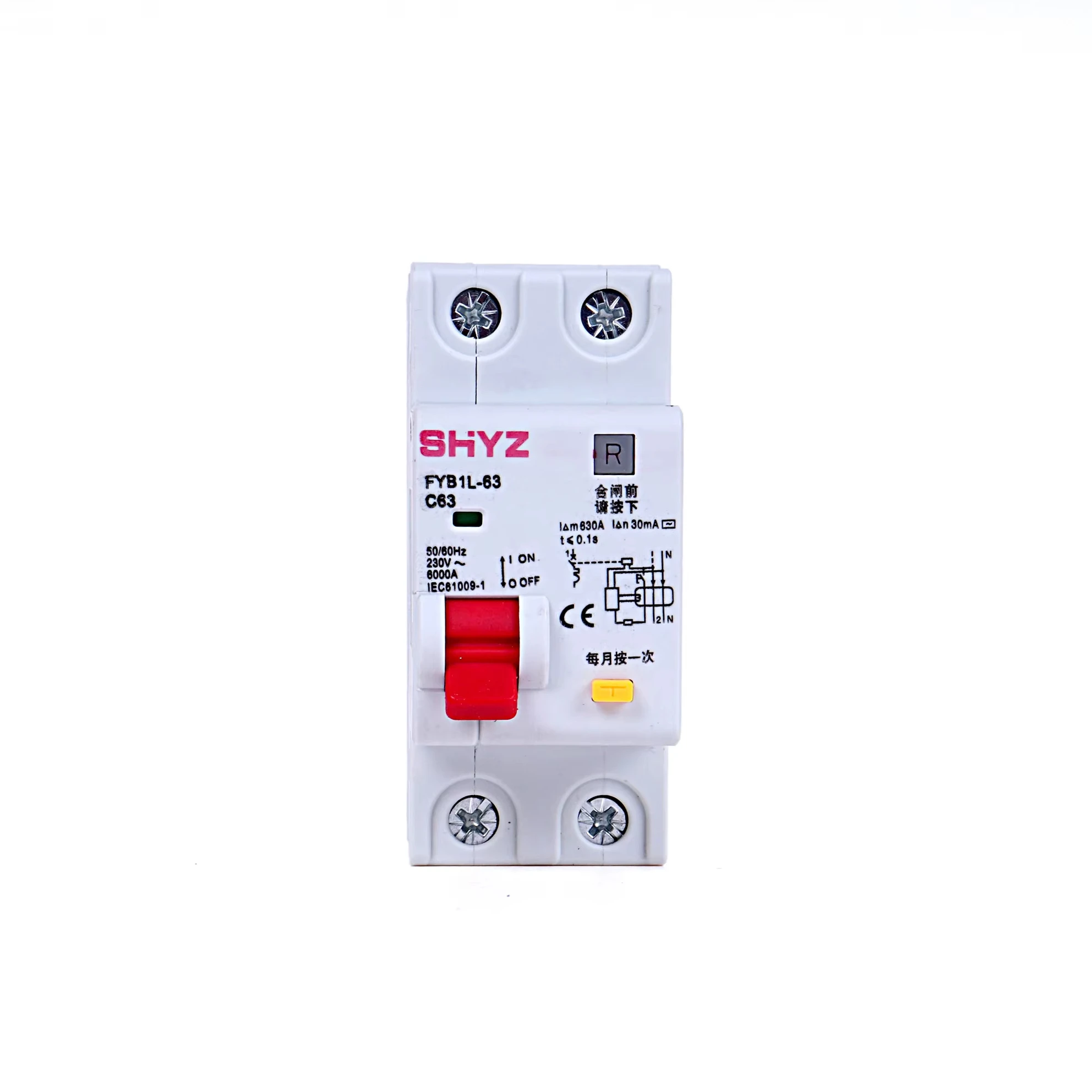 FYB1L-63 Miniature Circuit Breaker with 6000A Breaking Capacity 1P+N Leakage Protector| Alibaba.com