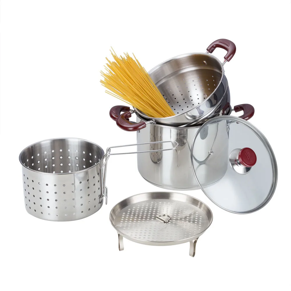 5pcs Stainless Steel Pasta Pot And Multifunctional Steamer Insert With ...