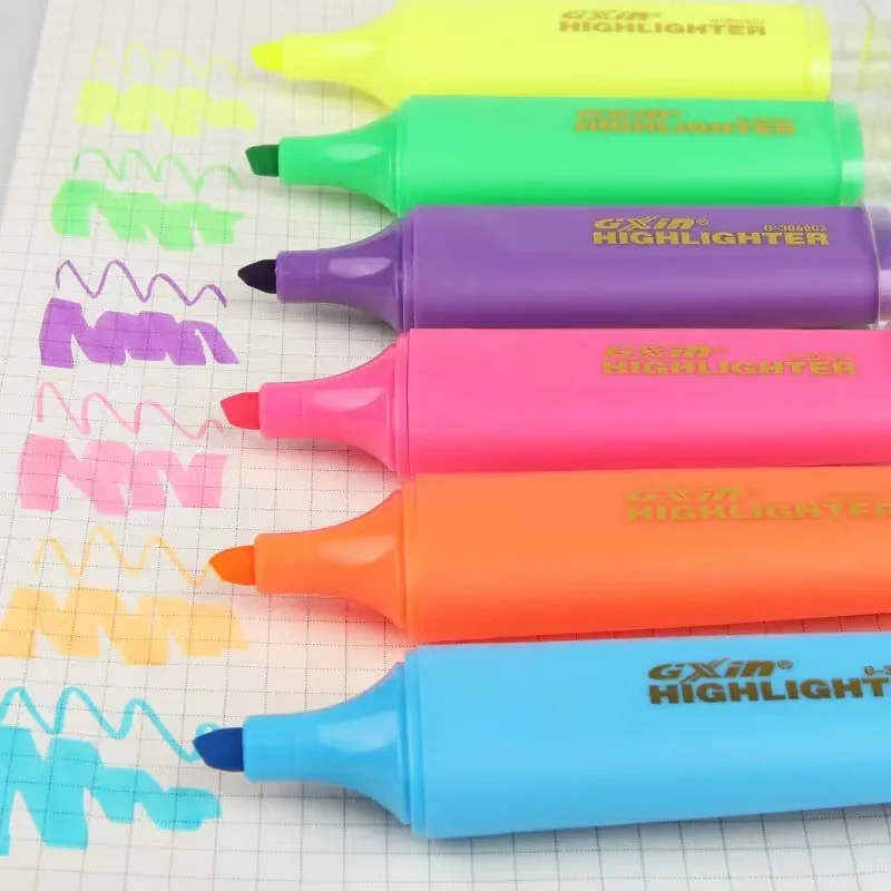 Office Stationery Highlighter Set Water Based Neon Color Creative ...