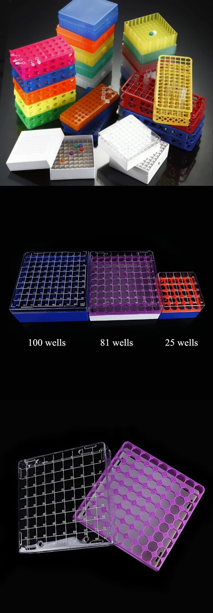 100 Holes 1.8 2ml Floating Cryotube Rack Plastic Cryotube Box Freezing ...