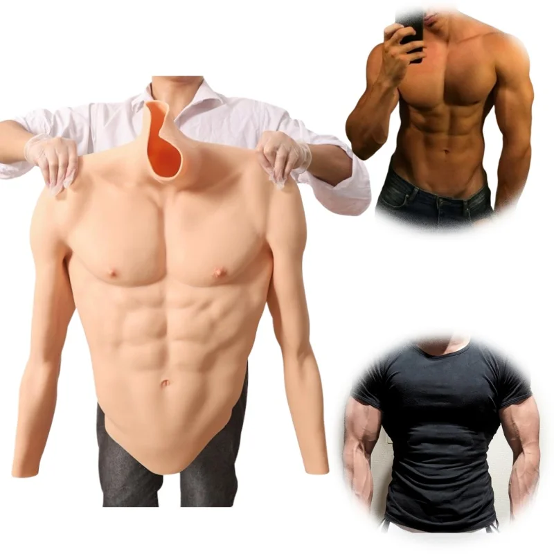 Silicone Muscle Chest Realistic Male Chest Vest Abdominal Muscle ...