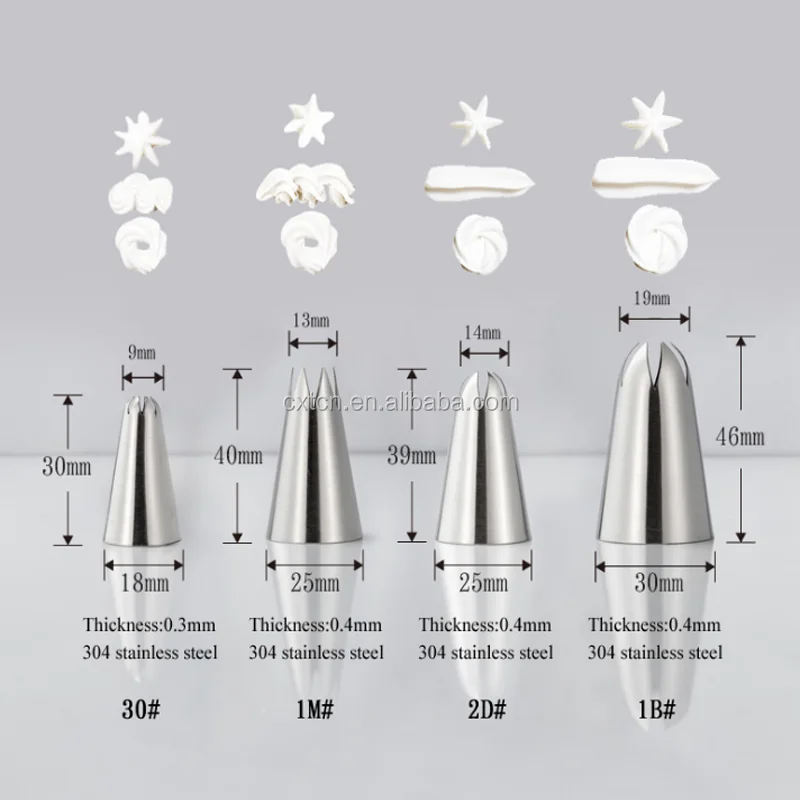 Stainless Steel Nozzle Open Star Tip Pastry Cookies Tools Icing Piping ...