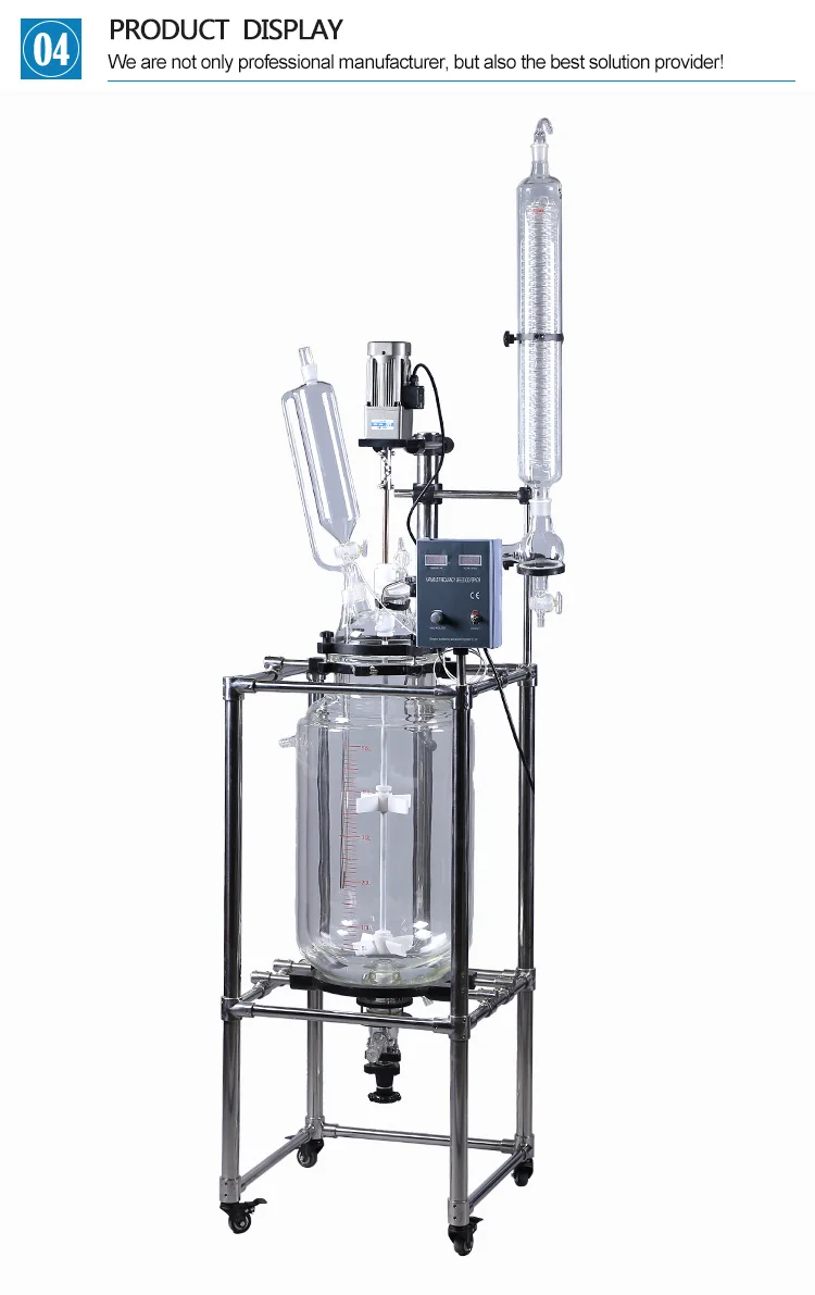 50l Double Jacket Glass Reactor Continuous Stirred-tank Reactor Price ...