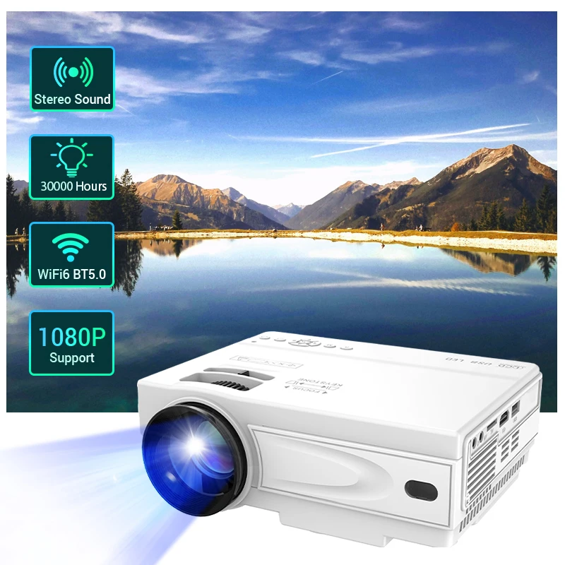 Projector Movies Mini Beam Projector Full HD 1080P LED Portable 3D WiFi ...