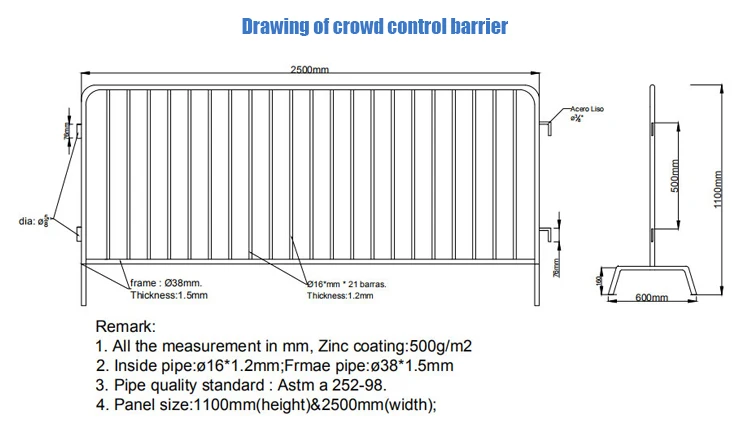 PVC Coated Temporary Crowd Control Barrier Fence Pedestrian Barriers ...