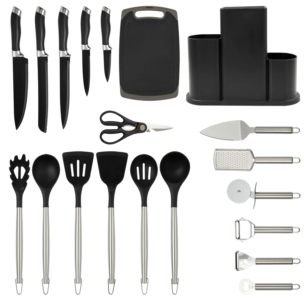 20-piece Silicone Cooking Kitchen Utensils Set with Stainless Steel Handles