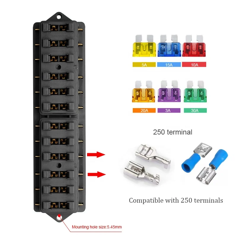 12V 24V 12 Way ATC ATO Blade Fuse Holder Box Fuses Block Holder ...