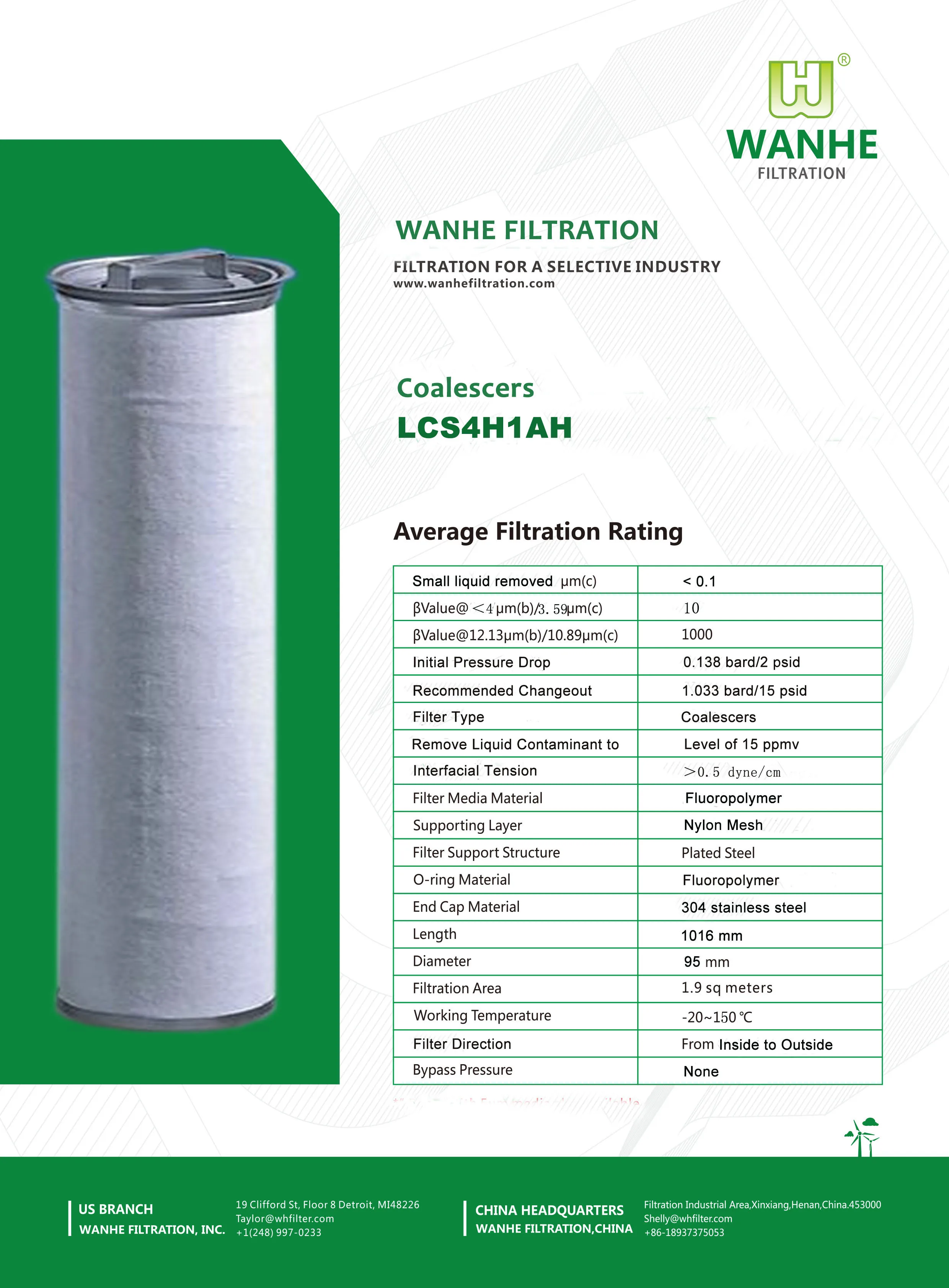 Replace Coalescer Filter Element LCS4PXSH LCS4H1AH Gas Filter