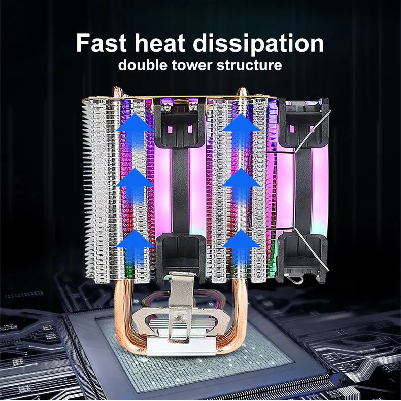 Mute 90MM PWM Fan 6 Copper Tube CPU Radiator for Computer Processor ...