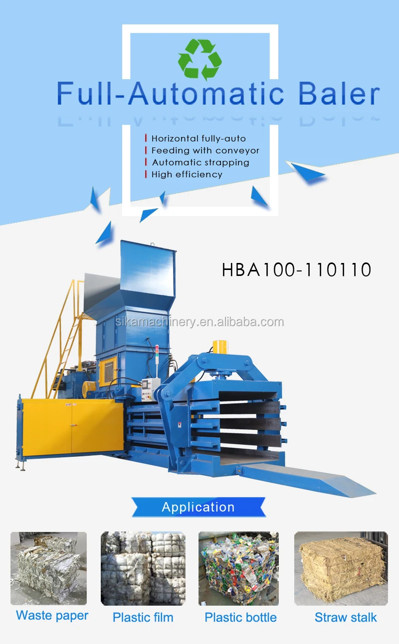 Automatic Hydraulic Horizontal Cardboard Waste Paper PET Bottle Press Machine Baling Machine ...