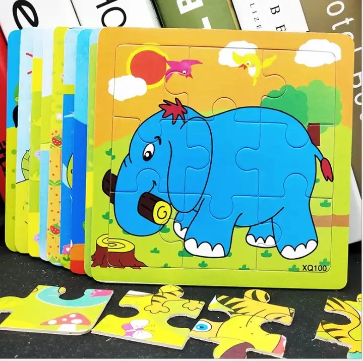 Hot Sell 3d Wooden Puzzles Cartoon Baby Kids Animals Jigsaw Puzzles ...