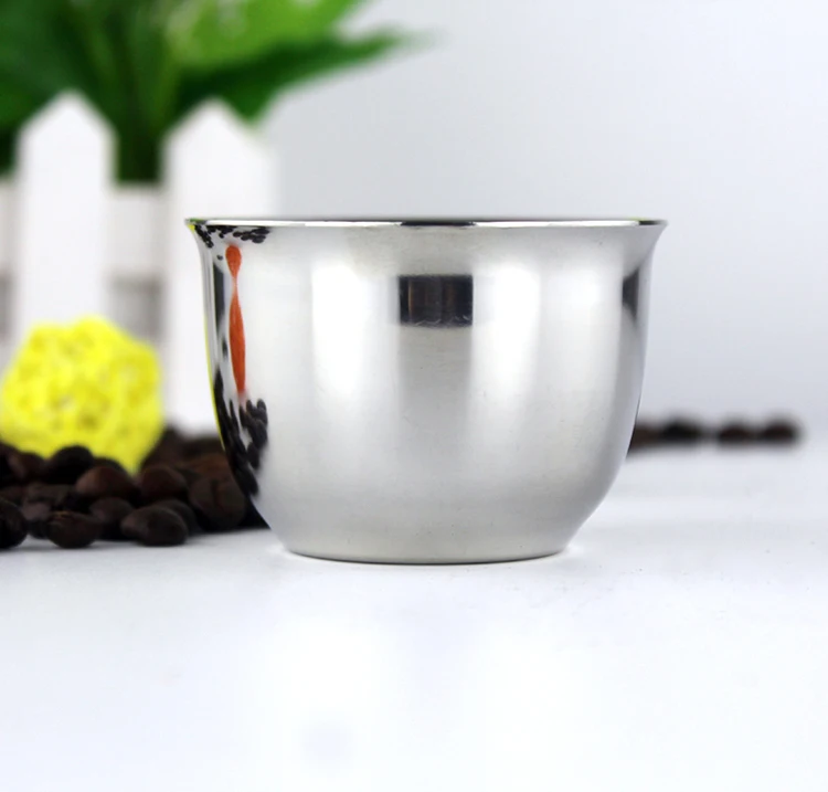 High Quality 201 Stainless Steel Double Wall Small Teacup Double Layers ...