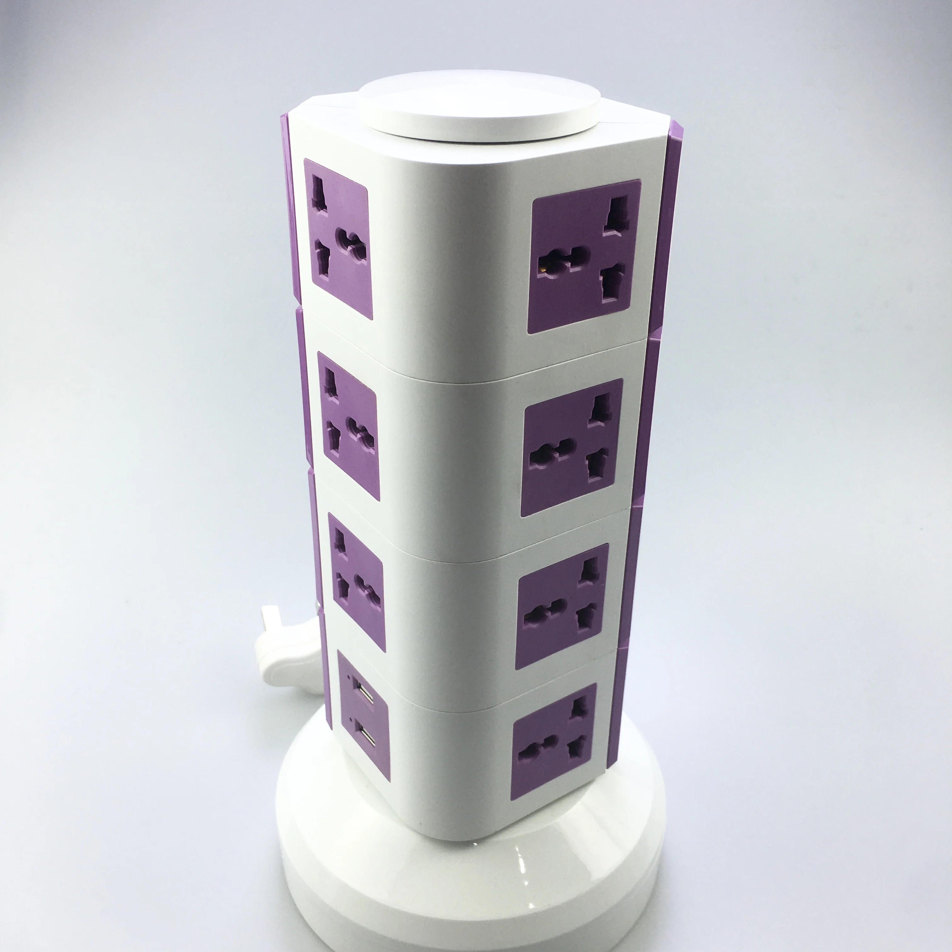 Universal Grounding Vertical Tabletop Socket Power USB Extension Socket