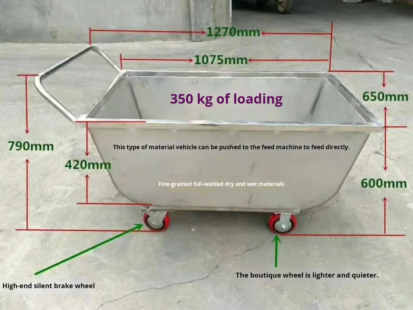 Heavy Duty Stainless Steel Double Wheel Barrow Cart with Push Handle ...