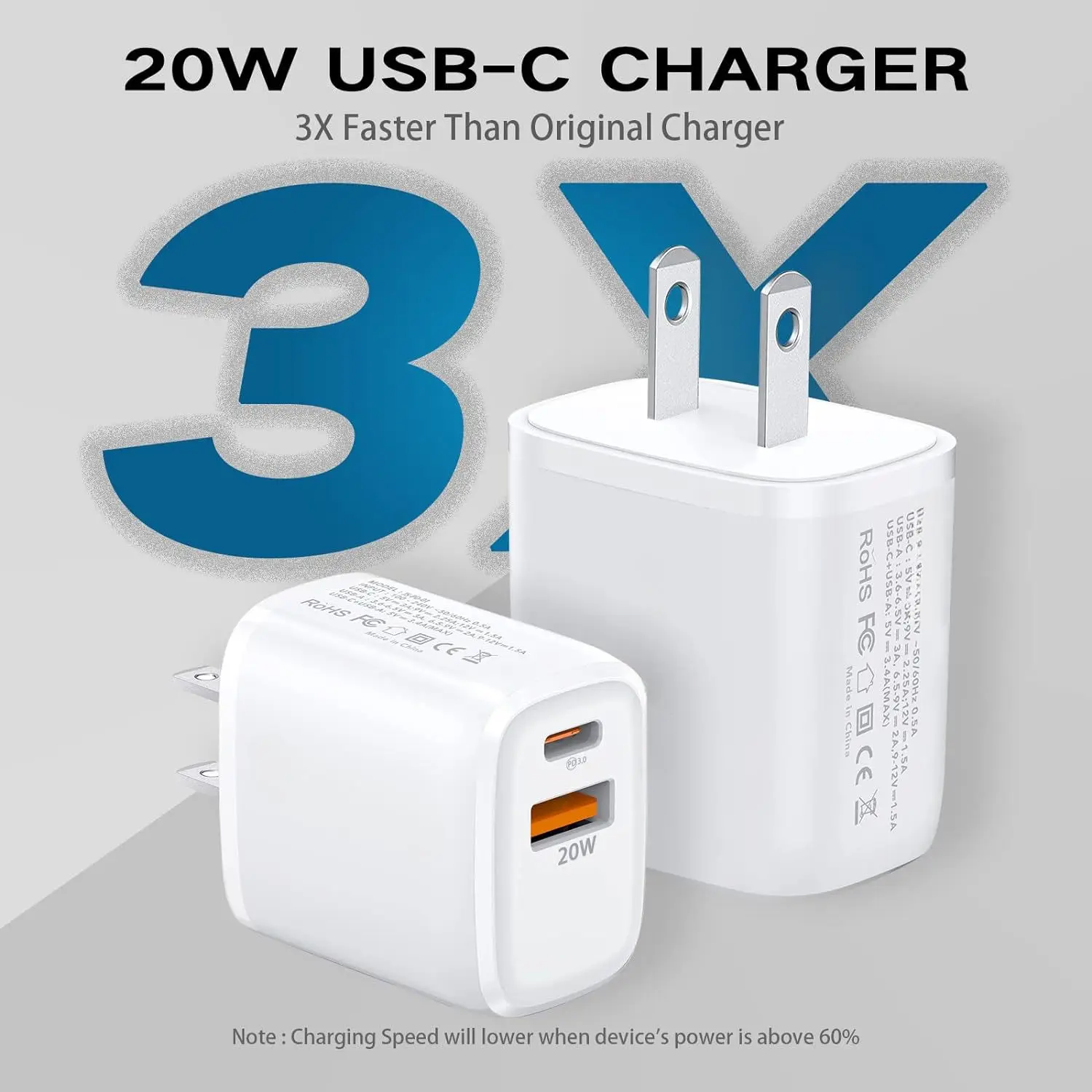 USB Type C Portable Charger - 20W Fast Charging Adapter