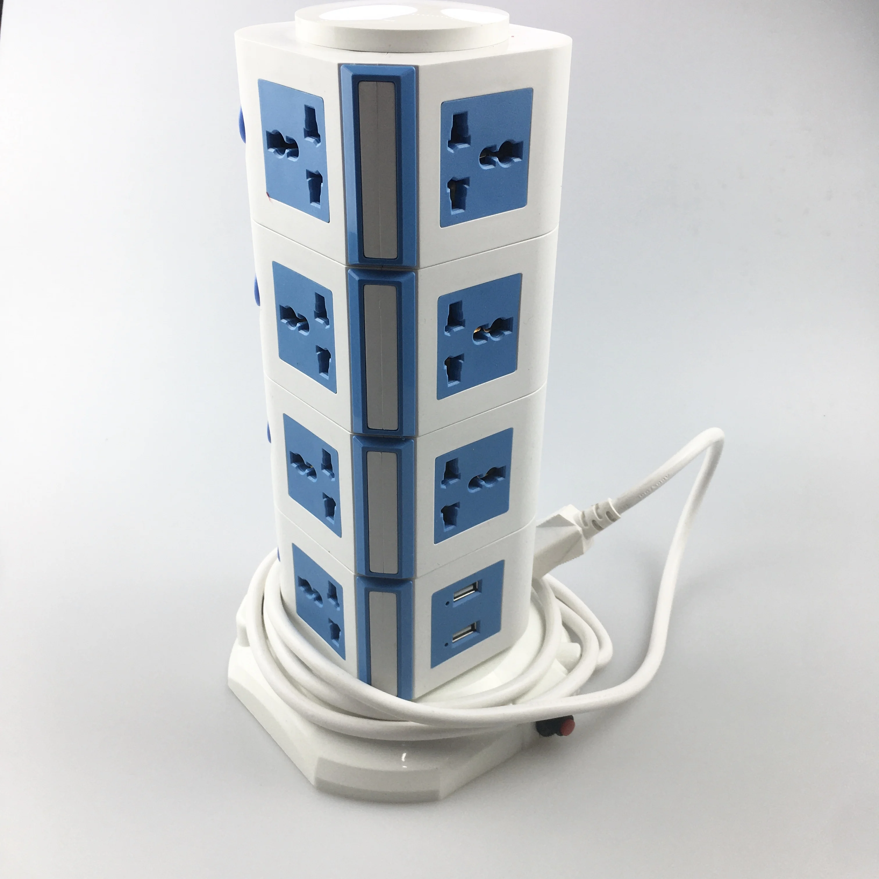 Universal Grounding Vertical Tabletop Socket Power USB Extension Socket