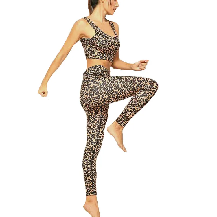 Animal Print Custom Gym Clothing For Women Ladies Leopard Fitness 2 ...