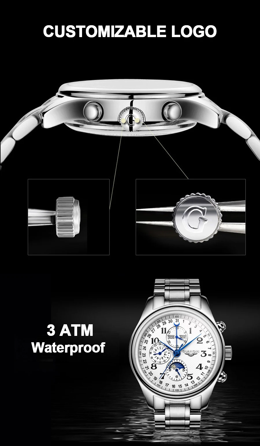 Custom Logo Automatic Brand Watches Men Wrist Luxury