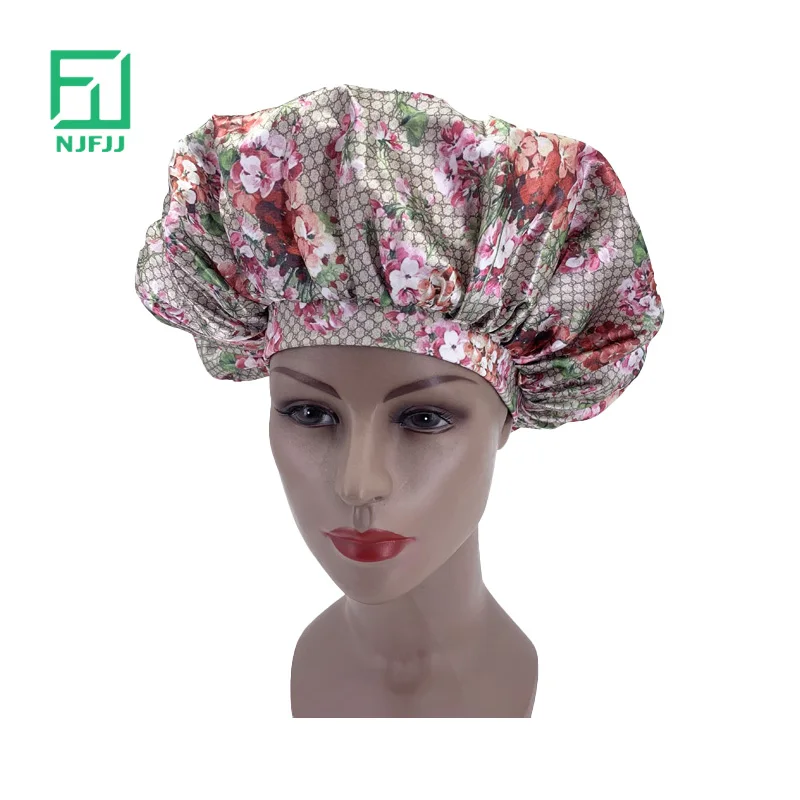 Wholesale Sublimation Printing Satin Shower Cap Customized Logo Luxury ...
