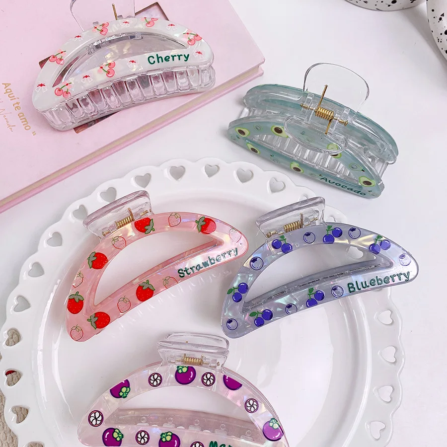 Sayoung Kawaii Hair Accessories Acrylic Transparent Summer Fruits ...