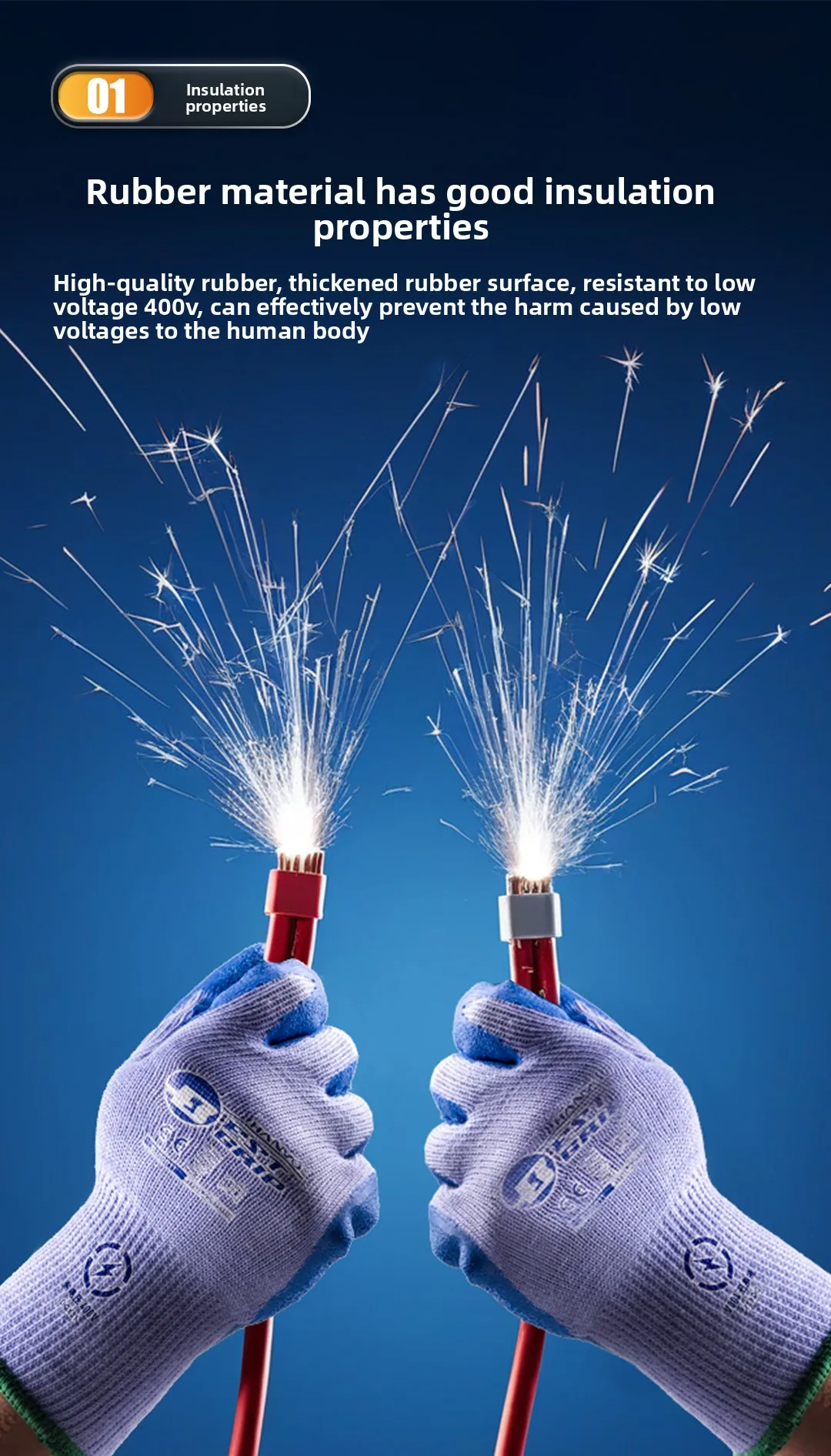 400V Insulated Low Voltage Electrician Gloves Anti-Electric Shock Wear ...