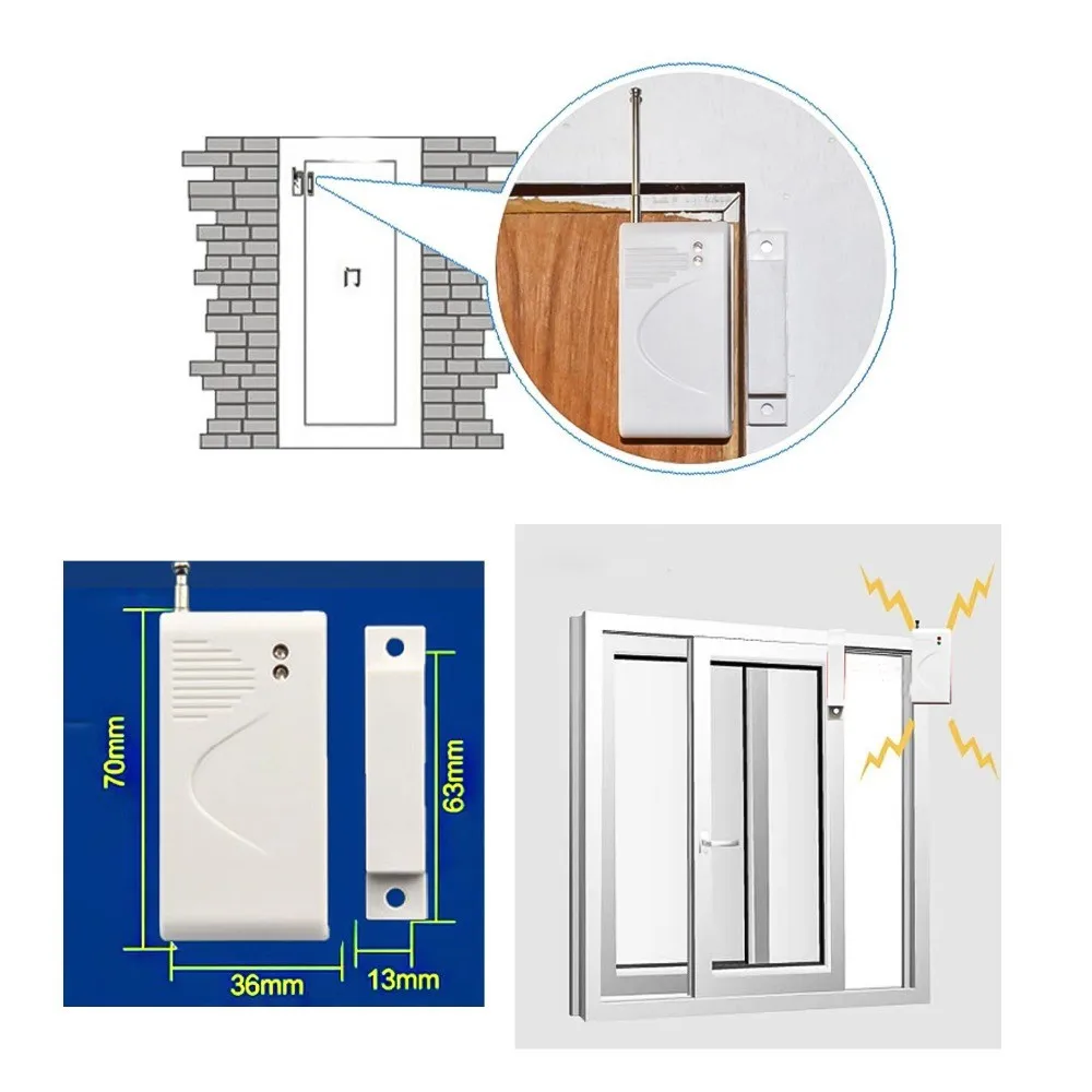 Wireless 433mhz/315mhz Magnetic Door Sensor & Alarm System - Odm