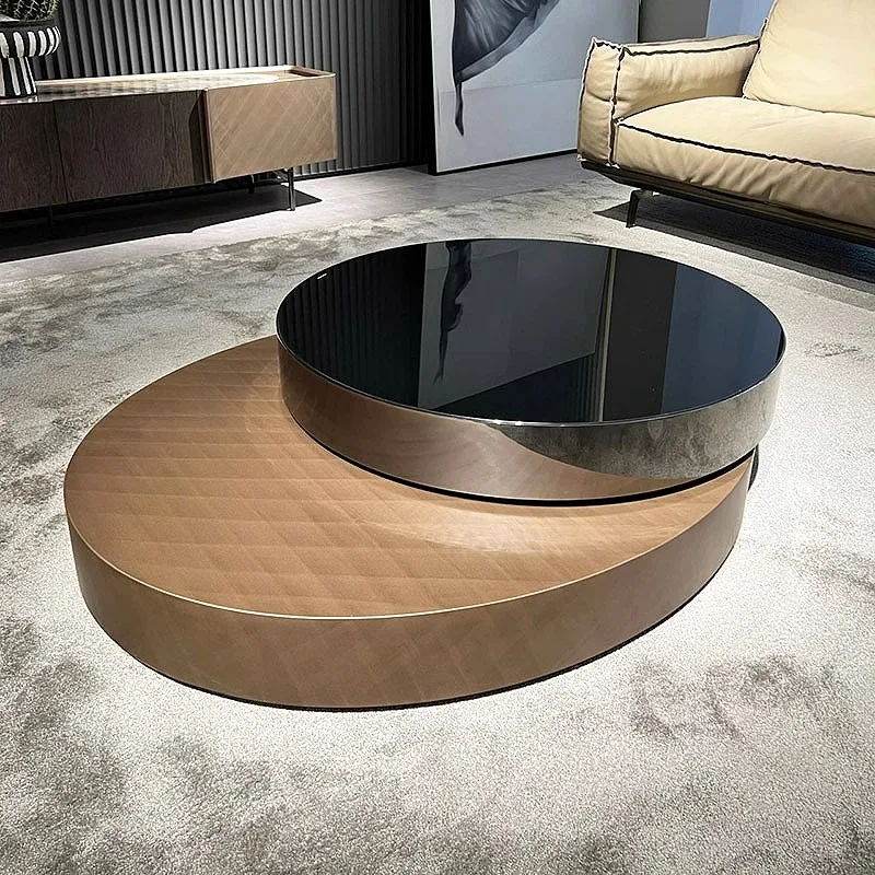 Modern Italian Luxury Rotating Coffee Table Stainless Steel Round ...