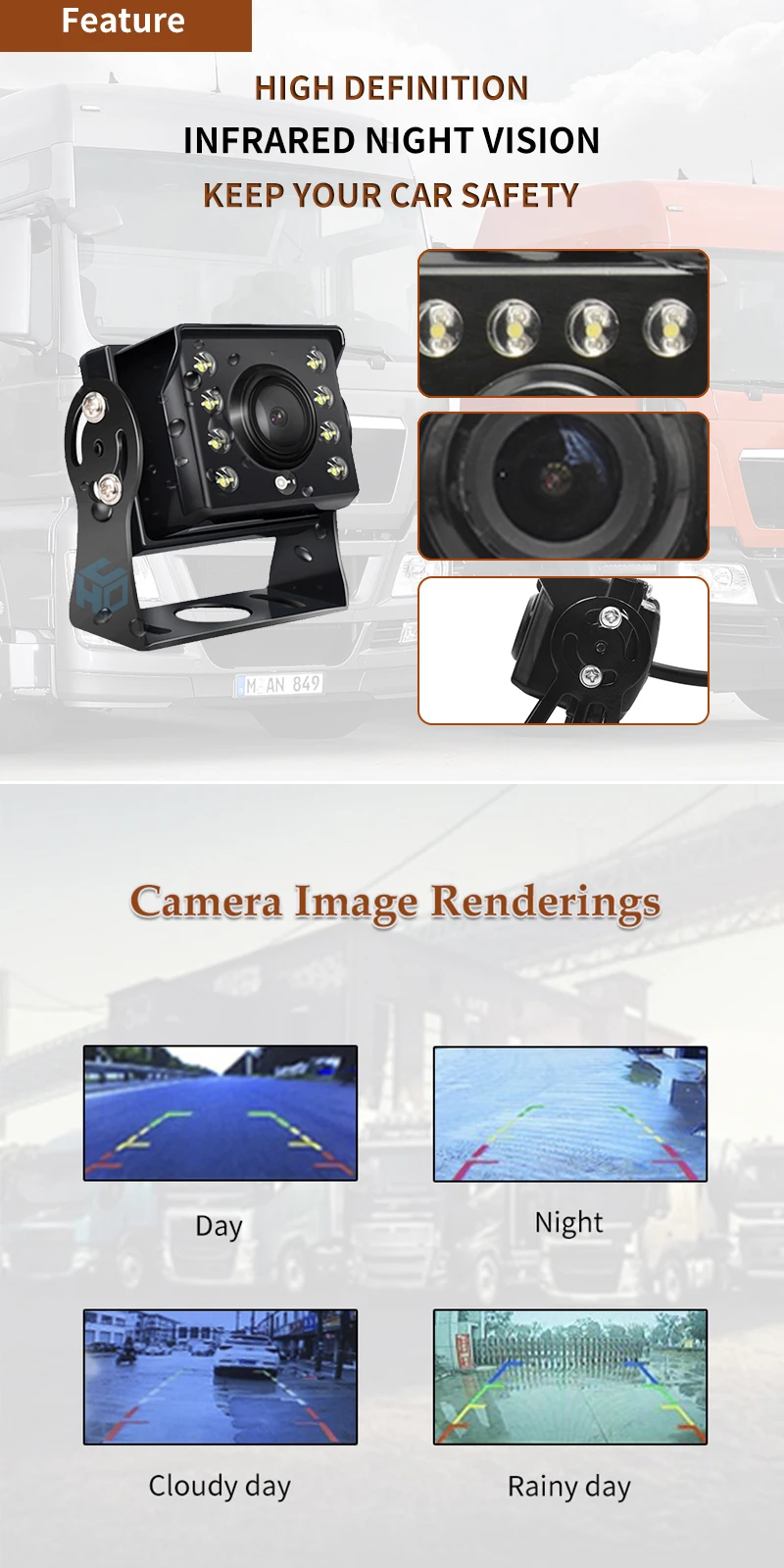 Heavy Duty Vehicles Bus Ahd 1080p Rear View Truck 4 Channel Camera Cctv ...