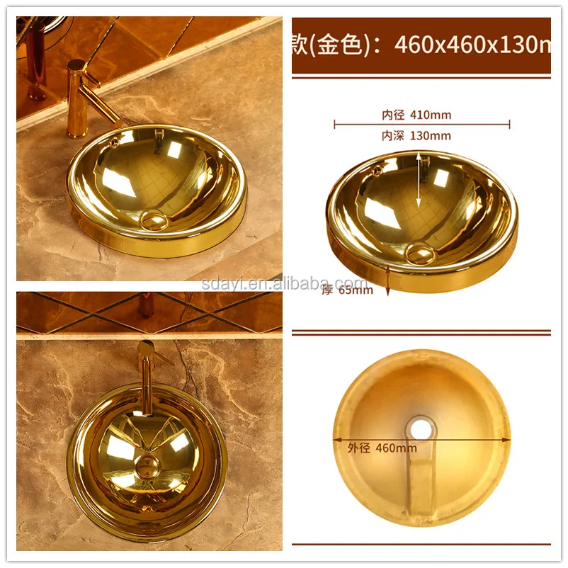 Ceramic Gold Color Wash Basin Bathroom Crocodile Design Luxury Golden ...