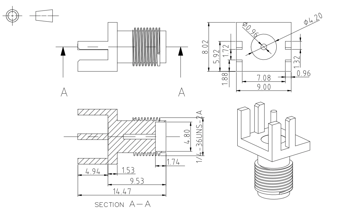 Sma Connector Sma Female Socket End Launch Pcb Clip Edge Mount Rf ...