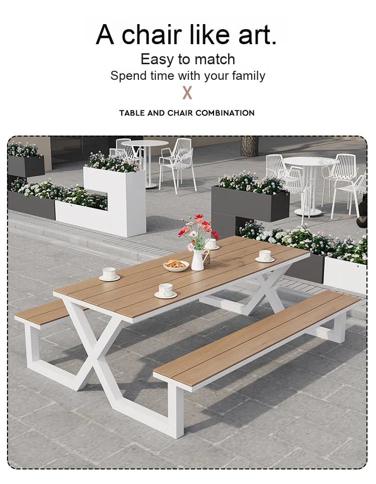 Durable Outdoor Furniture - Conjoined Park Table & Chairs