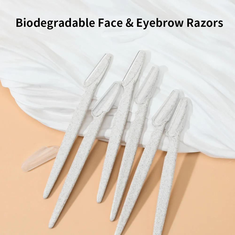 6 Piece Wheat Straw Eyebrow Razor Set Women Shaving Razor Eyebrow ...