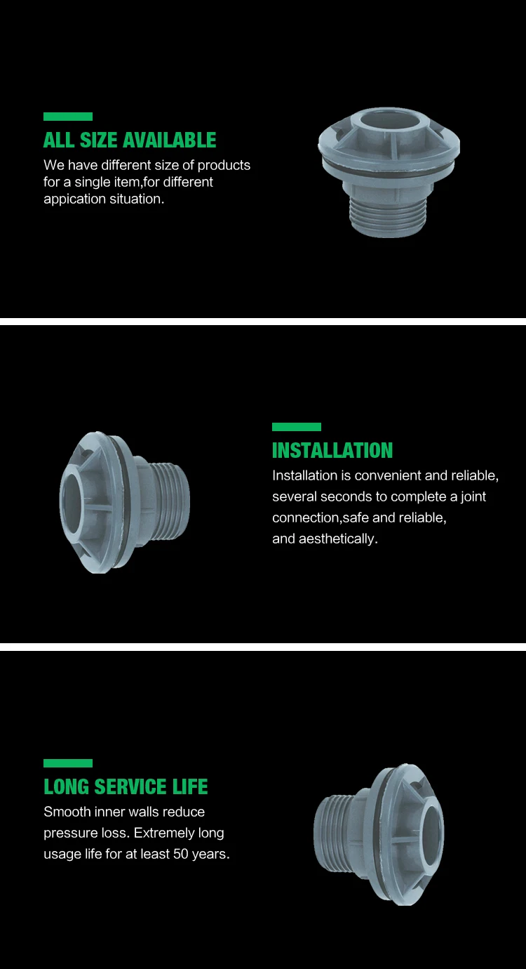 40mm PVC Bulkhead Fittings - Reliable Plastic Tank Connectors