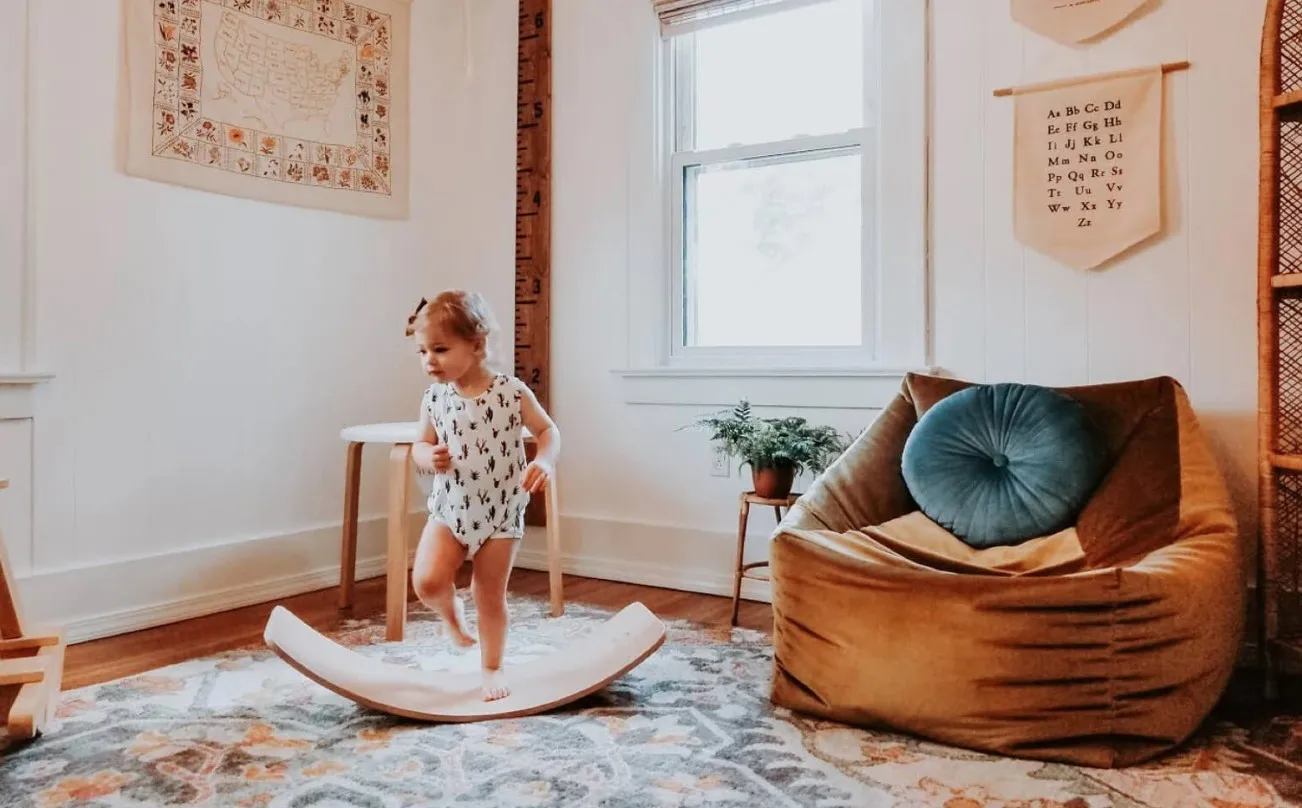 Lm Kids Wooden Waldorf Toys Wobble Balance Board With Felt Layer Yoga ...