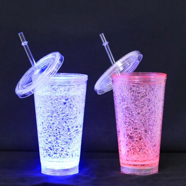 High Quality 16oz Led Light Up Double Wall Plastic Reusable Cups With ...