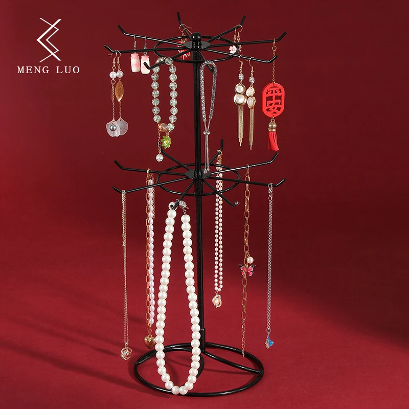 Jewelry Display Showcase - 2 Tier Rotary Ornament Rack