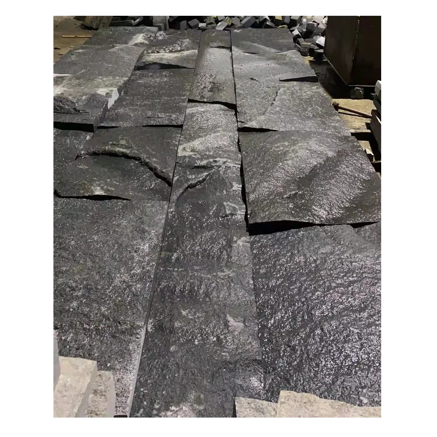 Modern Black Granite Rough Basalt Rock Stone Wall Deco Cladding ...
