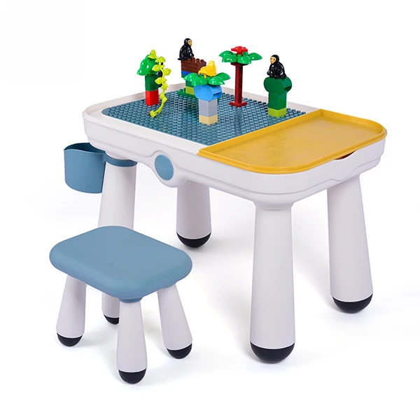 Rectangle Multifunction Kids Plastic Building Blocks Tables Block Set ...