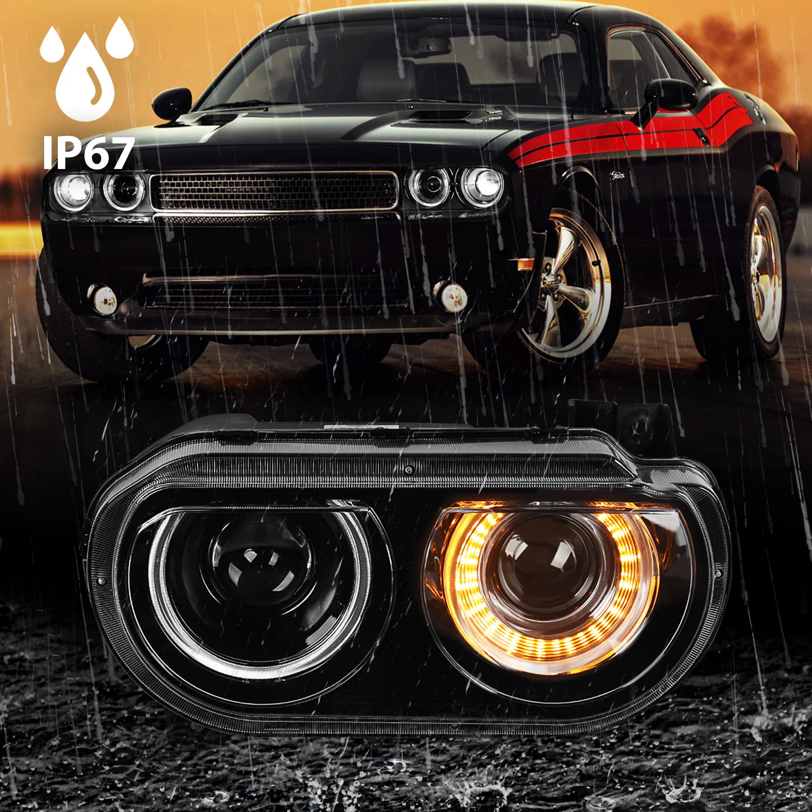 Retrofit and Upgrade Headlights Black Headlight Assembly for 09-14 ...