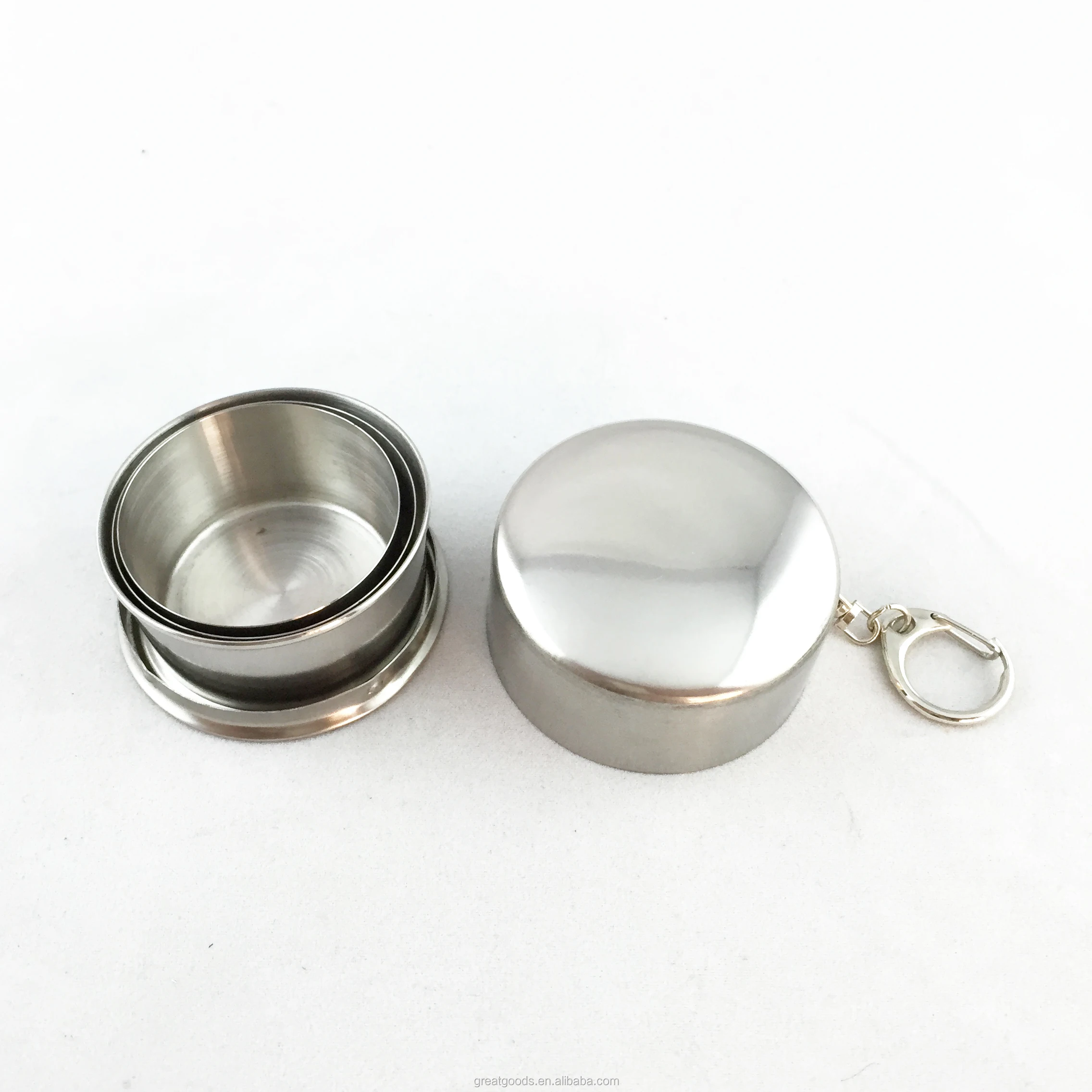 2oz 5oz 9oz Stainless Steel Collapsible Cup Folding Cup With Keychain ...