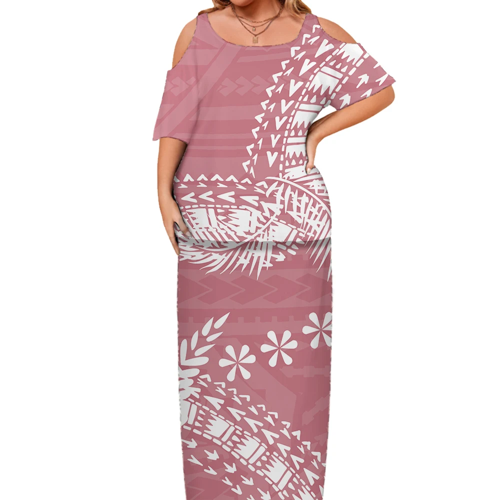 Plumeria Flower Print Polynesian Samoa Puletasi Dresses Puletaha Hollow ...